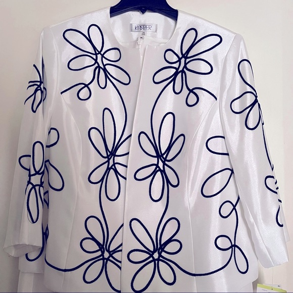 Kasper | Dresses | Womens Floral Embroidered Jewel Neck Jacket 8w ...